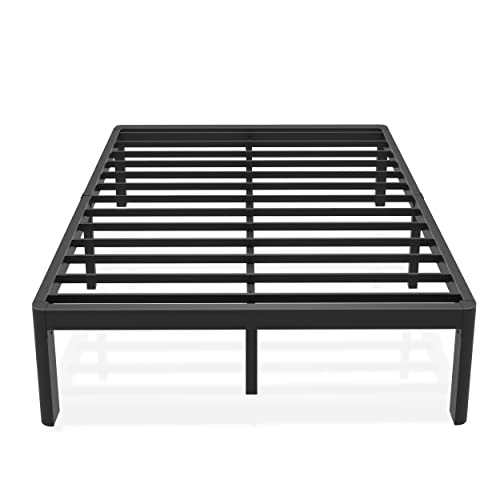 FUIOBYVV Full Size Bed Frame with Round Corner Edge Legs, 14 Inch Heavy Duty Support 3500 lbs Metal Platform Bed Frame Full, No Box Spring Needed/Non-Slip/Steel Slat Support/Noise Free