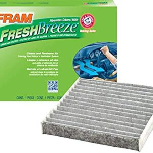 FRAM Fresh Breeze Cabin Air Filter Replacement for Car Passenger Compartment w/Arm and Hammer Baking Soda, Easy Install, CF10285 for Toyota Vehicles, white