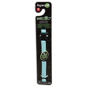 petmate glow-in dark adjustable collar, 3/8″ x 8-14″, blue