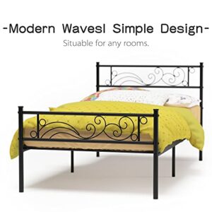 Weehom Metal Bed Frame Twin with Bed Storage,No Box Spring Needed,Heavy Duty Steel Slats Support for Boys Girls Teens Students Adults Black