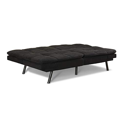 Mainstay.. Memory Foam Futon, Black Suede, Fabric, Wood, Metal + Free Clean Fabric Cloth (Black Suede)