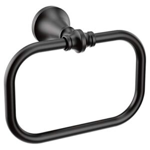 moen yb0586bl colinet bathroom hand -towel ring, matte black