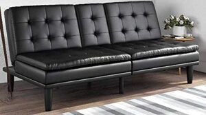 upholstered in faux leather mainstays memory foam pillowtop futon with cupholders