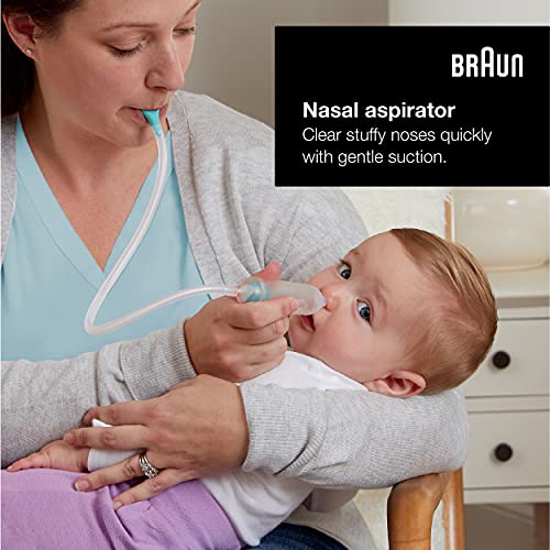 Braun Manual Nasal Aspirator – Quickly and Gently Clear Stuffed Infant Noses - Toddler and Baby Nasal Aspirator with Two Nose Tips