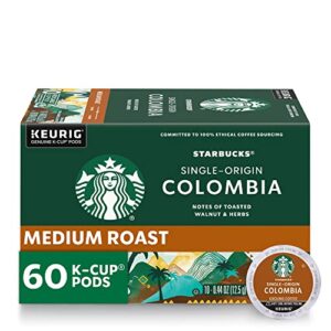 starbucks medium roast k-cup coffee pods — colombia for keurig brewers — 6 boxes (60 pods total)