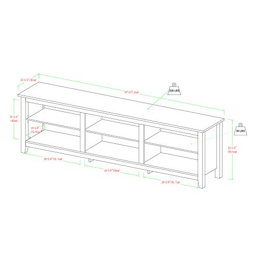 Walker Edison Wren Classic 6 Cubby TV Stand for TVs up to 80 Inches, 70 Inch, Grey Wash