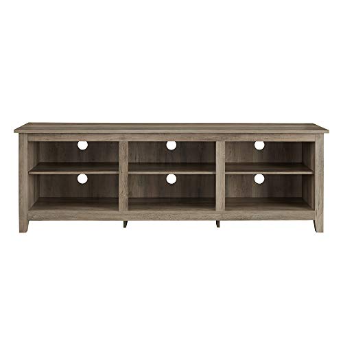 Walker Edison Wren Classic 6 Cubby TV Stand for TVs up to 80 Inches, 70 Inch, Grey Wash