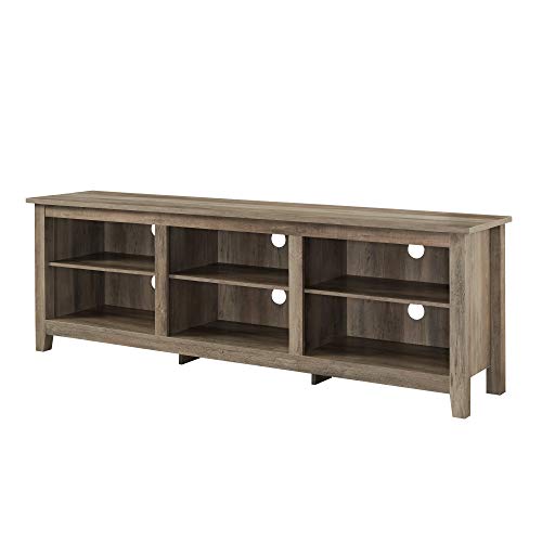 Walker Edison Wren Classic 6 Cubby TV Stand for TVs up to 80 Inches, 70 Inch, Grey Wash