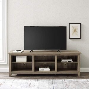 Walker Edison Wren Classic 6 Cubby TV Stand for TVs up to 80 Inches, 70 Inch, Grey Wash