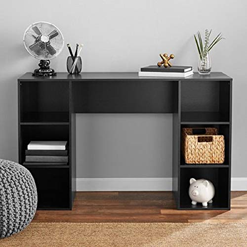 Mainstays Student Desk - Home Office Bedroom Furniture Indoor Desk - Easy Glide Accessory Drawer (Desk Only, Rodeo Oak) (6 Cube Computer Desk, True Black Oak)