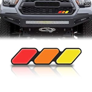 miytsya 1 pc tri-color grille badge emblem decoration accessories universal compatible with toyota 4runner tacoma tundra and other mesh or slotted grille (yellow & orange & red)