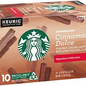 Starbucks Flavored Ground Coffee K-Cup Pods, Cinnamon Dolce, Flavored Ground Coffee Signature Collection, Recyclable K-Cups, 10 K-Cup Pods/Box (Pack of 2 Boxes)