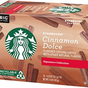 Starbucks Flavored Ground Coffee K-Cup Pods, Cinnamon Dolce, Flavored Ground Coffee Signature Collection, Recyclable K-Cups, 10 K-Cup Pods/Box (Pack of 2 Boxes)