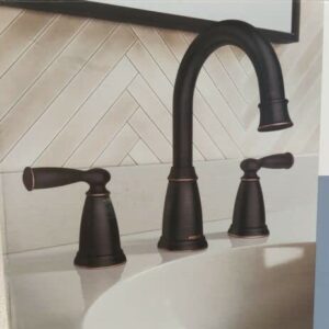 Moen Banbury 8 in. Widespread Double Handle High-Arc Bathroom Faucet in Mediterranean Bronze