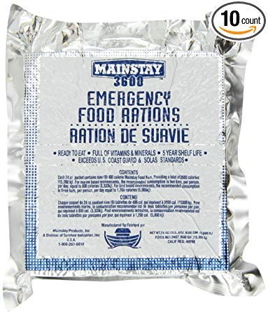 Mainstay Emergency Food Rations with Outdoors Equipment Emergency Guide-3600 Calorie Bar- Full Case