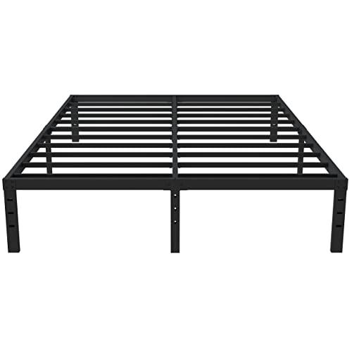 Upcanso 16 Inch Queen Bed Frame No Box Spring Required, Metal Platform Queen Size Bed Frames with 14 Inch Storage, 3,500 lbs Heavy Duty Steel Slats Support, Easy Assembly Mattress Foundation