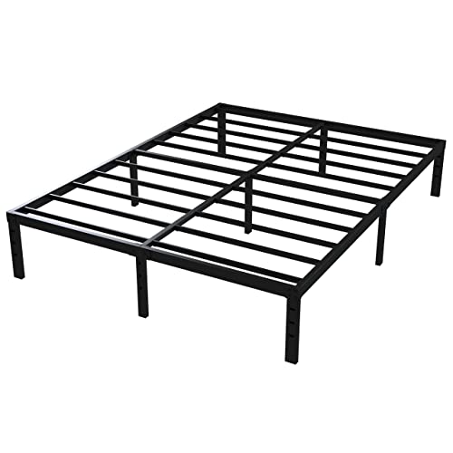 Upcanso 16 Inch Queen Bed Frame No Box Spring Required, Metal Platform Queen Size Bed Frames with 14 Inch Storage, 3,500 lbs Heavy Duty Steel Slats Support, Easy Assembly Mattress Foundation