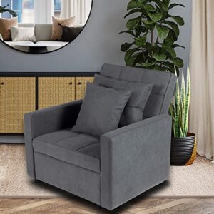 Polar Aurora Sofa Bed Chair 3-in-1 Convertible Chair Bed, Lounger Sleeper Chair, Single Recliner for Small Space with Adjustable Backrest (Dark Grey)