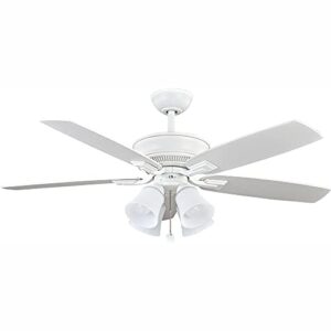 hampton bay devron 52 in. led indoor matte white ceiling fan with light kit