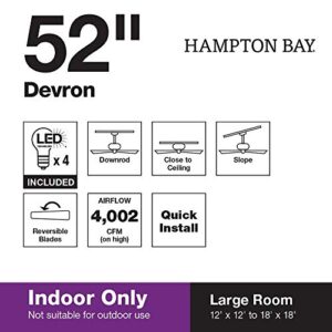 Hampton Bay Devron 52 in. LED Indoor Matte White Ceiling Fan with Light Kit