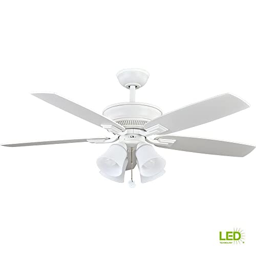 Hampton Bay Devron 52 in. LED Indoor Matte White Ceiling Fan with Light Kit