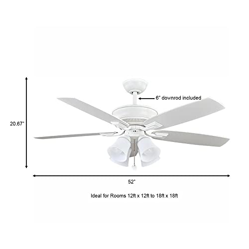 Hampton Bay Devron 52 in. LED Indoor Matte White Ceiling Fan with Light Kit