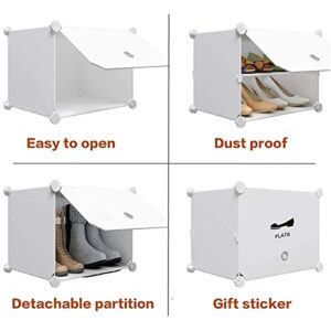 Aeitc Portable Shoe Rack, 72 Pair DIY Shoe Storage Shelf Organizer, Plastic Shoe Organizer for Entryway, Shoe Cabinet with Doors, White