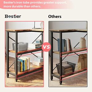 Bestier Small L Shaped Desk with Shelves 47 Inch Reversible Corner Computer Desk Writing Gaming Storage Table for Home Office Small Space, Rustic Brown