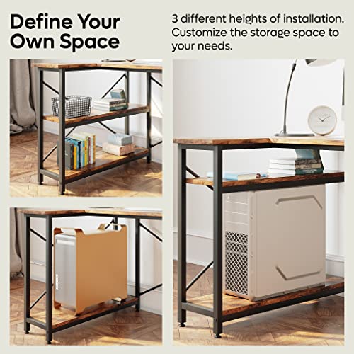 Bestier Small L Shaped Desk with Shelves 47 Inch Reversible Corner Computer Desk Writing Gaming Storage Table for Home Office Small Space, Rustic Brown