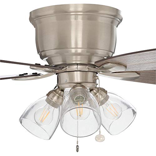 Hampton Bay Stoneridge 52 in. LED Indoor Brushed Nickel Hugger Ceiling Fan with Light Kit