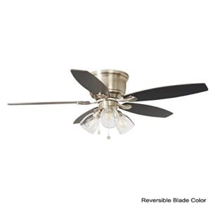 Hampton Bay Stoneridge 52 in. LED Indoor Brushed Nickel Hugger Ceiling Fan with Light Kit