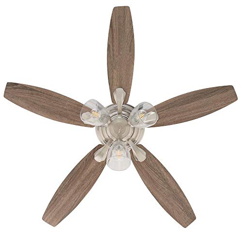 Hampton Bay Stoneridge 52 in. LED Indoor Brushed Nickel Hugger Ceiling Fan with Light Kit