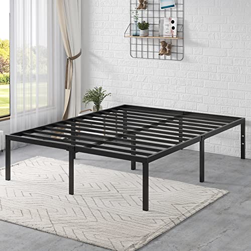 ikalido Queen Size Metal Platform Bed Frame, Heavy Duty Metal Slats Support with Large Storage Space and Reserved Holes for DIY Headboard, No Box Spring Needed/ Easy Assembly/ Noise-Free/ Non-Slip