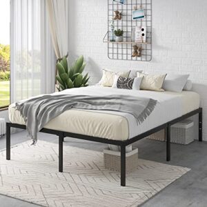 ikalido Queen Size Metal Platform Bed Frame, Heavy Duty Metal Slats Support with Large Storage Space and Reserved Holes for DIY Headboard, No Box Spring Needed/ Easy Assembly/ Noise-Free/ Non-Slip