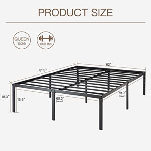 ikalido Queen Size Metal Platform Bed Frame, Heavy Duty Metal Slats Support with Large Storage Space and Reserved Holes for DIY Headboard, No Box Spring Needed/ Easy Assembly/ Noise-Free/ Non-Slip