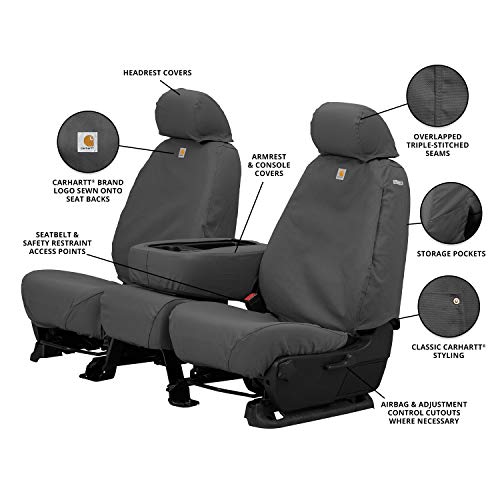 Covercraft Carhartt SeatSaver Custom Seat Covers | SSC2509CAGY | 1st Row Bucket Seats | Compatible with Select Toyota Tacoma Models, Gravel