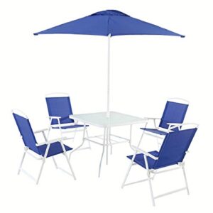 mainstays albany lane 6-piece folding seating set (blue)