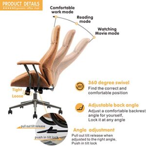 XIZZI Ergonomic Chair, Modern Computer Desk Chair,Executive Swivel Task Chair with Armrests Support (Light Brown)