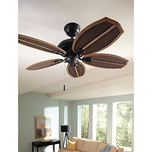 Hampton Bay Palm Beach Ii 48 In. Outdoor Natural Iron Ceiling Fan 191410 by King of Fans