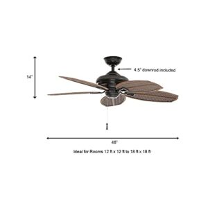 Hampton Bay Palm Beach Ii 48 In. Outdoor Natural Iron Ceiling Fan 191410 by King of Fans