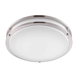 hampton bay dc016led 16″ brushed nickel led round flush mount