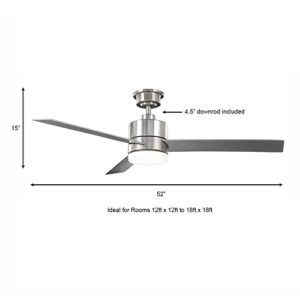 Hampton Bay Madison 52 in. Integrated LED Brushed Nickel Ceiling Fan with Light and Remote Control with Color Changing Technology AK30A-BN