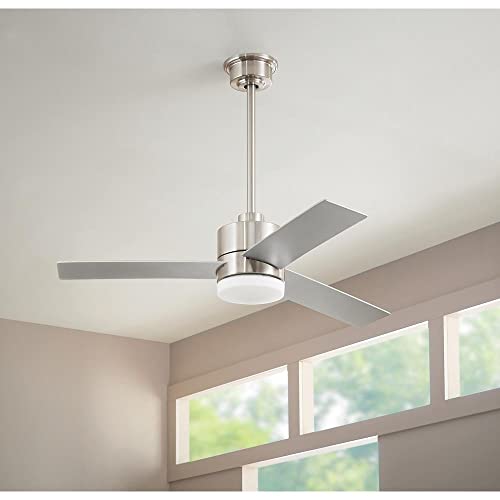 Hampton Bay Madison 52 in. Integrated LED Brushed Nickel Ceiling Fan with Light and Remote Control with Color Changing Technology AK30A-BN