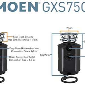 Moen GXS75C Host Series 3/4 HP Continuous Feed Garbage Disposal with Sound Reduction, Power Cord Included & WM Harvey 043010 Stainless Plumbers Putty, 14 oz