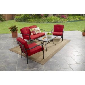 mainstays belden park 4-piece sofa set- red