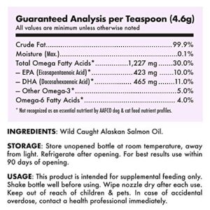 Wild Alaskan Salmon Oil for Dogs & Cats - Pure Fish Omega 3 6 9 Liquid EPA DHA Fatty Acids - Skin & Coat Supplement - Supports Joint Function, Brain, Eye, Immune & Heart Health - Made in USA 8 oz