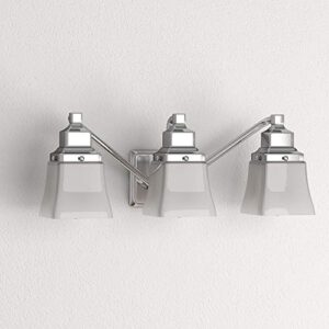 Hampton Bay 3-Light Chrome Vanity Light with Etched Glass Shades