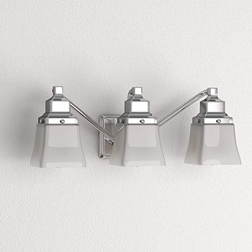 Hampton Bay 3-Light Chrome Vanity Light with Etched Glass Shades