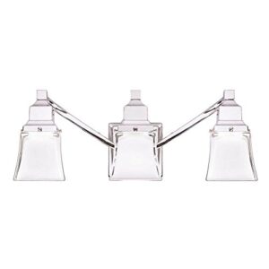 Hampton Bay 3-Light Chrome Vanity Light with Etched Glass Shades