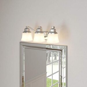 Hampton Bay 3-Light Chrome Vanity Light with Etched Glass Shades